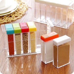 Spice Shaker, 6 Pcs Seasoning Rack Spice Pots Storage Container Condiment Jars with Tray for Salt Sugar Cruet