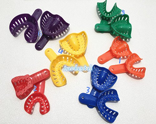 12pcs Dental Impression Tray Plastic New 6 Sizes Autoclavable for Adult/Children