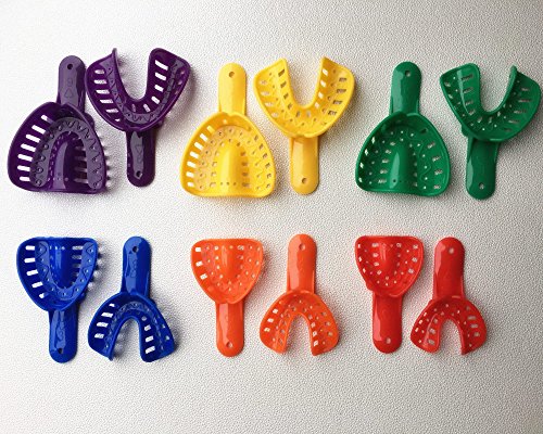 12pcs Dental Impression Tray Plastic New 6 Sizes Autoclavable for Adult/Children