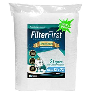 aquatic experts aquarium filter pad, filterfirst aquarium filter media roll for crystal clear water - filter floss for fish tank filters, 12 by 72 by ⅜ inch to ½ inch thick