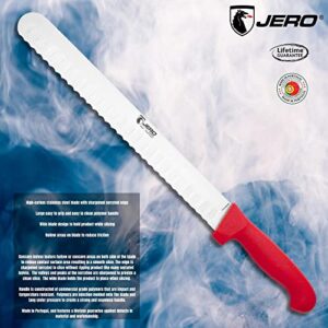 Jero Pitmaster Series Serrated Concavo Slicer - Wide 12" Granton Serrated Edge Blade - Manufactured From German High-Carbon Stainless Steel - Ergonomic Easy Grip Polymer Handle - Ultimate Meat Slicer