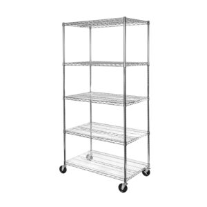 seville classics ultradurable heavy duty nsf solid steel wire rack storage unit, organizer for garage, warehouse, office, restaurant, classroom, kitchen, steel, 5-tier shelving, 36" w x 24" d