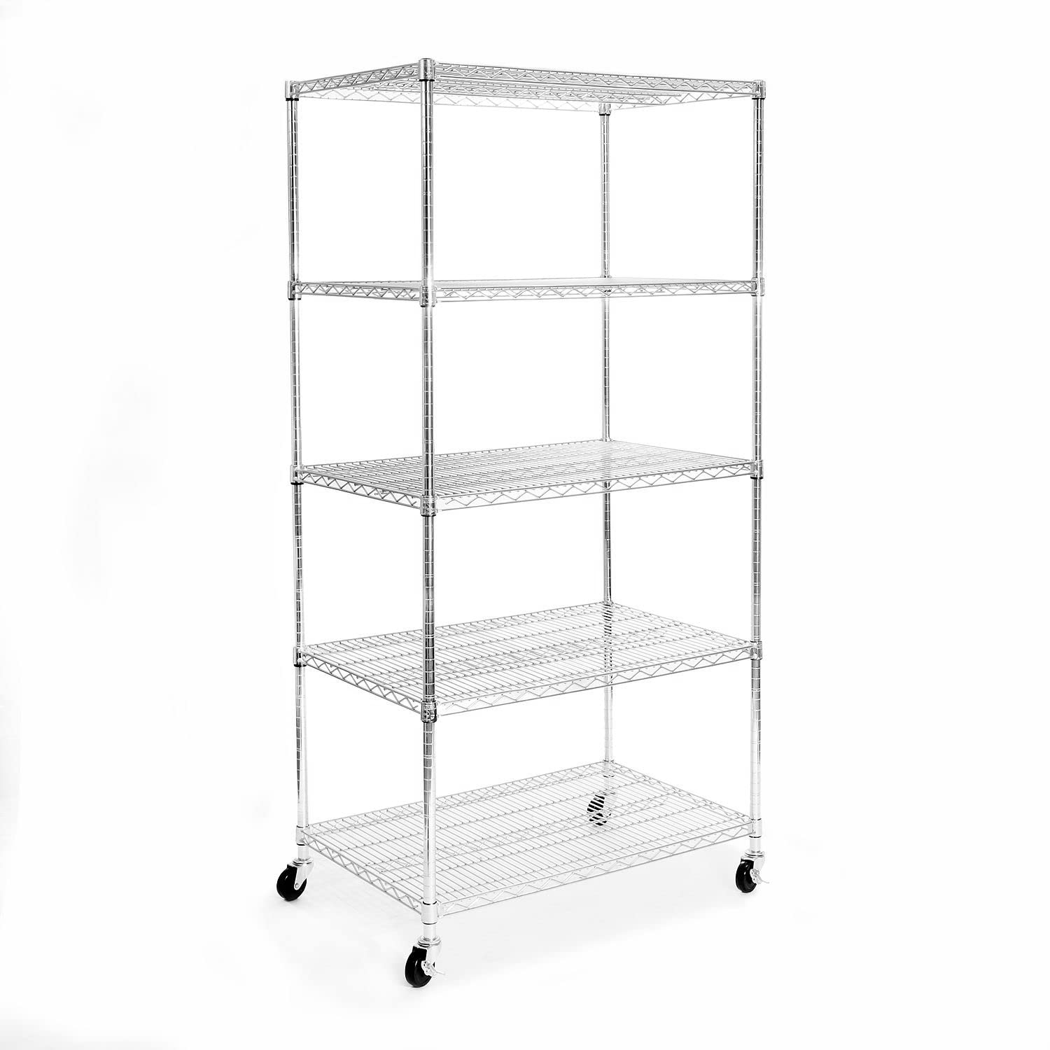 Seville Classics UltraDurable Heavy Duty NSF Solid Steel Wire Rack Storage Unit, Organizer for Garage, Warehouse, Office, Restaurant, Classroom, Kitchen, Steel, 5-Tier Shelving, 36" W x 24" D