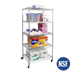 Seville Classics UltraDurable Heavy Duty NSF Solid Steel Wire Rack Storage Unit, Organizer for Garage, Warehouse, Office, Restaurant, Classroom, Kitchen, Steel, 5-Tier Shelving, 36" W x 24" D