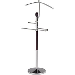 pilaster designs modern franky suit & tie valet stand clothing rack, chrome metal & walnut wood