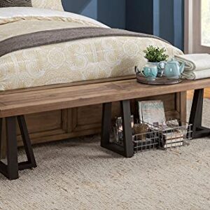 Alpine Furniture Prairie Bench, 75" W x 14" D x 18" H, Reclaimed Natural and Black Finish