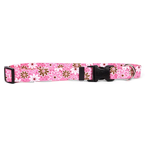 Yellow Dog Design Daisy Chain Pink Dog Collar Fits Neck 14 to 20"/4" Wide, Medium 3/4" Wide, (DCBP104)