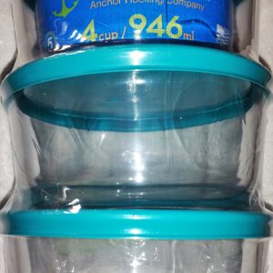 Anchor Hocking 6 Piece 4 Cup Round Glass Storage Set, Teal