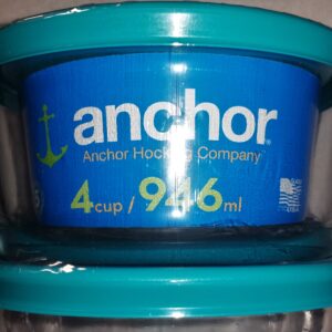 Anchor Hocking 6 Piece 4 Cup Round Glass Storage Set, Teal