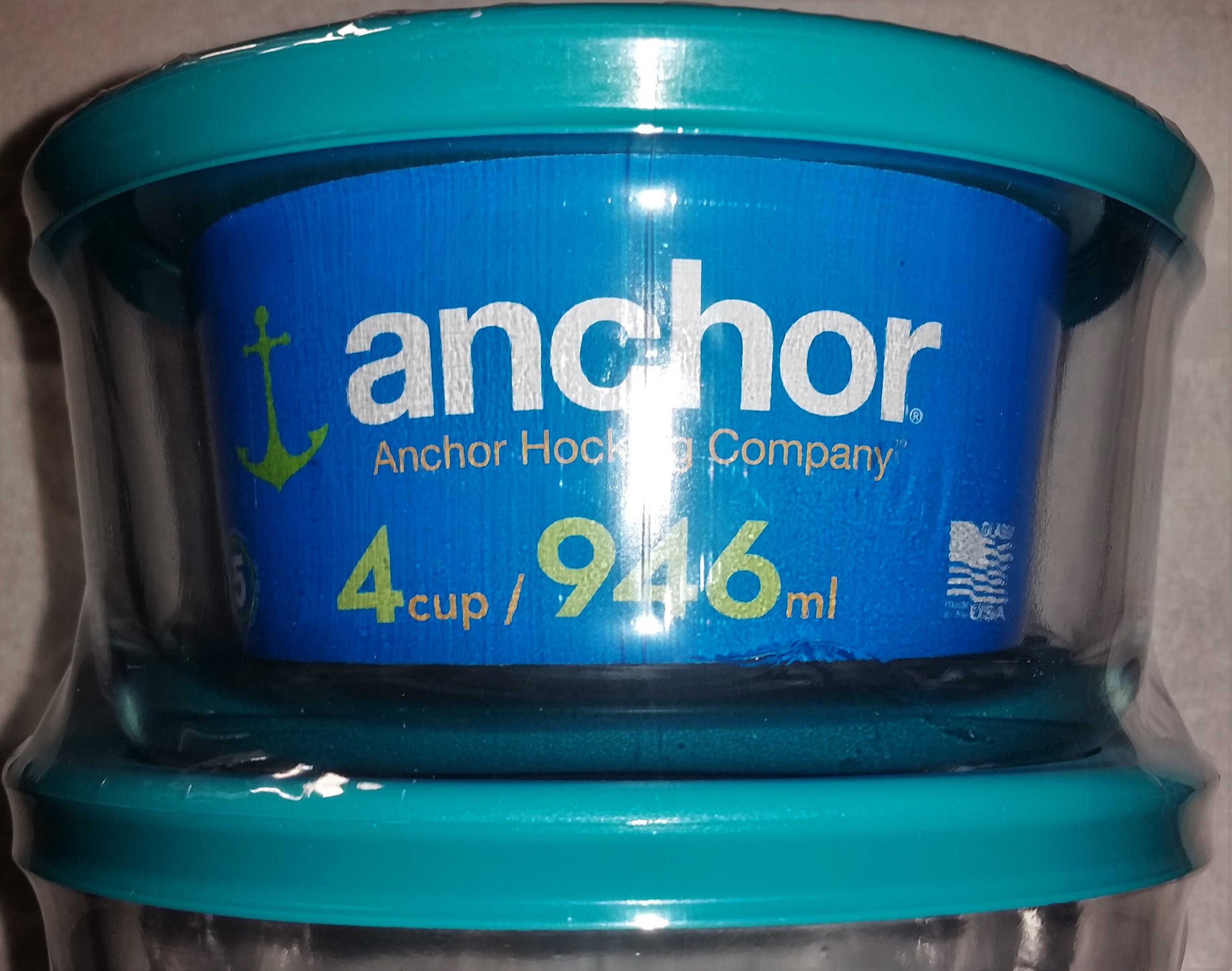 Anchor Hocking 6 Piece 4 Cup Round Glass Storage Set, Teal