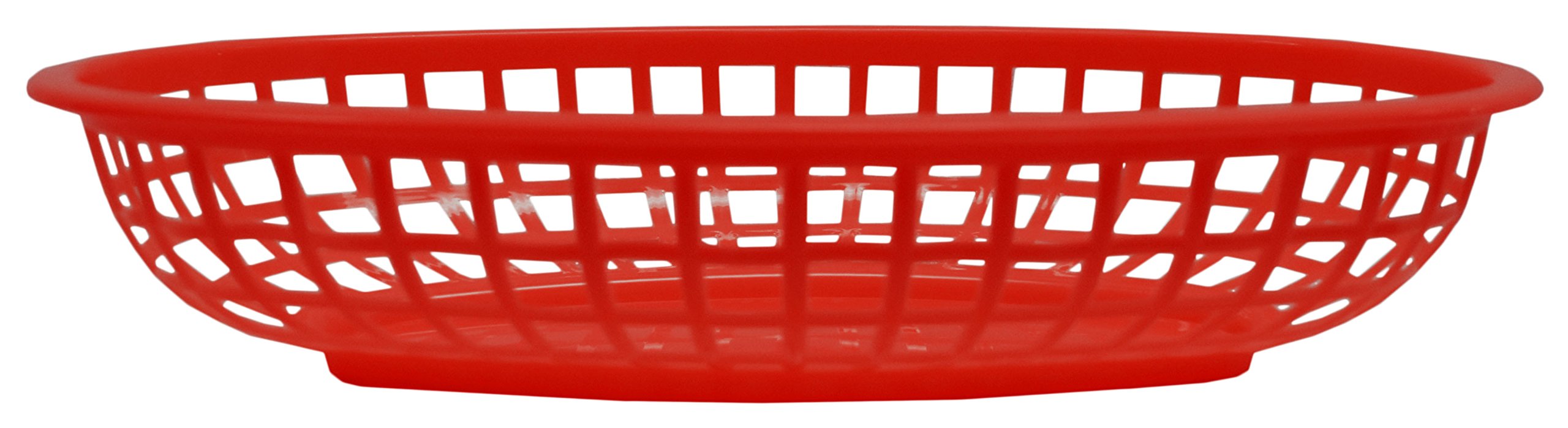 Set of 12 Red Oval Fast Food / Deli Baskets, 9.25 by 5.67-Inch, Red (12)