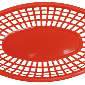 Set of 12 Red Oval Fast Food / Deli Baskets, 9.25 by 5.67-Inch, Red (12)