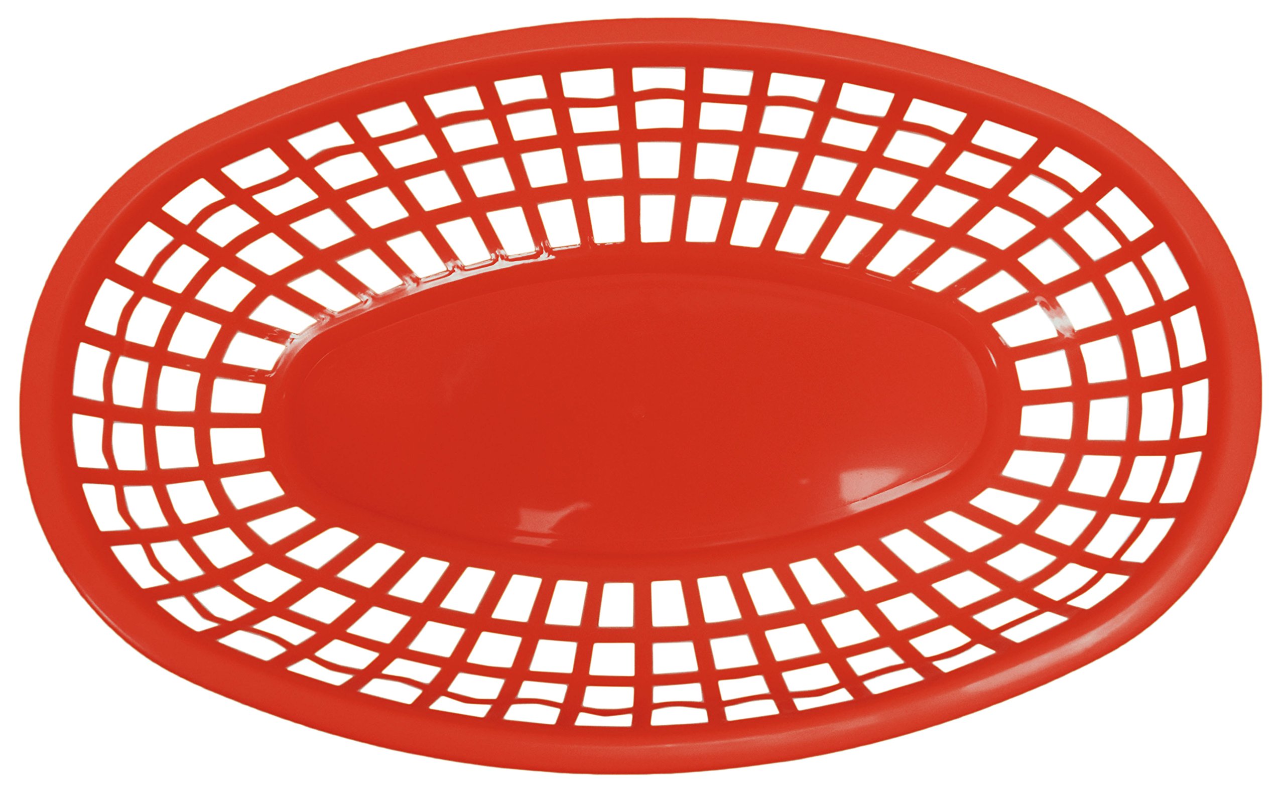 Set of 12 Red Oval Fast Food / Deli Baskets, 9.25 by 5.67-Inch, Red (12)