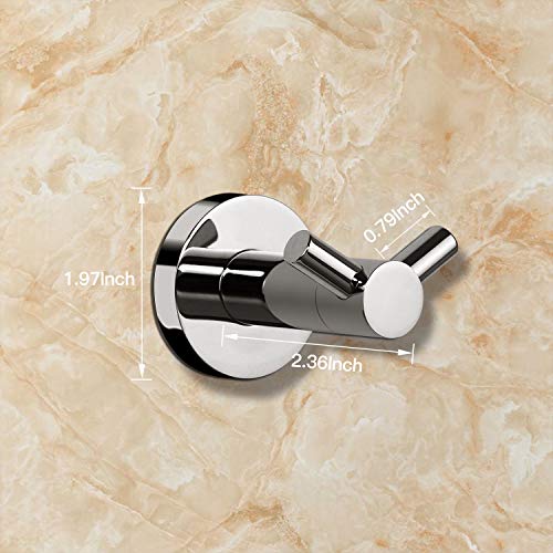 CRO DECOR Towel Hooks Bathroom Coat Hook Stainless Steel Heavy Duty Door Hanger Towel Robe Cabinet Closet Sponges Wall Hook, Chrome Polished Finish