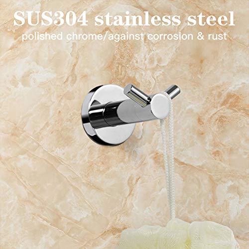 CRO DECOR Towel Hooks Bathroom Coat Hook Stainless Steel Heavy Duty Door Hanger Towel Robe Cabinet Closet Sponges Wall Hook, Chrome Polished Finish