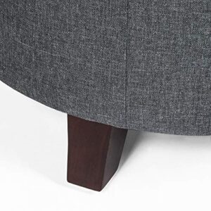 Convenience Concepts Designs4Comfort Round Storage Ottoman 19.75" - Versatile Contemporary Foot Stool for Living Room, Office, Gray Fabric