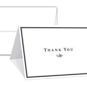 Thank You Cards for Small Business, Bulk Set of 25, 5x7" Folding Greetings, Ships Flat, Blank Inside + Envelopes - Elegant Design Note Card for Weddings, Bridal, Baby Shower, Graduation