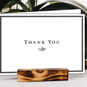 Thank You Cards for Small Business, Bulk Set of 25, 5x7" Folding Greetings, Ships Flat, Blank Inside + Envelopes - Elegant Design Note Card for Weddings, Bridal, Baby Shower, Graduation