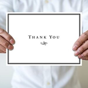 Thank You Cards for Small Business, Bulk Set of 25, 5x7" Folding Greetings, Ships Flat, Blank Inside + Envelopes - Elegant Design Note Card for Weddings, Bridal, Baby Shower, Graduation