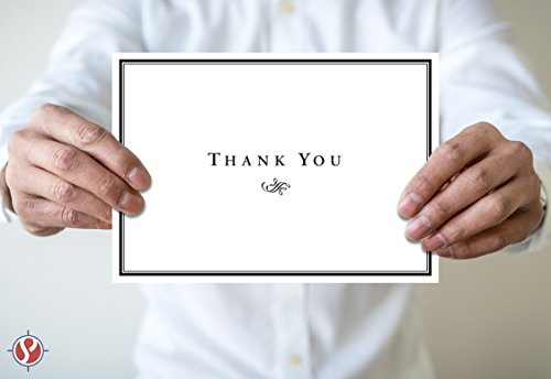 Thank You Cards for Small Business, Bulk Set of 25, 5x7" Folding Greetings, Ships Flat, Blank Inside + Envelopes - Elegant Design Note Card for Weddings, Bridal, Baby Shower, Graduation