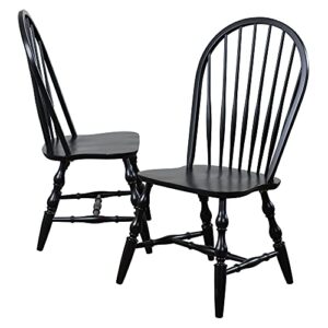 sunset trading windsor dining chair set, 41", antique black