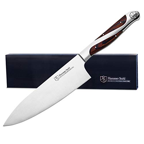 Hammer Stahl 6-Inch High Carbon Chef Knife | Versatile Cooking Knife for Chopping, Slicing & Precision Cutting | German Forged Sharp Kitchen Knife | Ergonomic Quad-Tang Pakkawood Handle & Gift Box