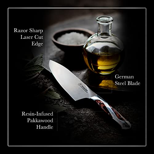 Hammer Stahl 6-Inch High Carbon Chef Knife | Versatile Cooking Knife for Chopping, Slicing & Precision Cutting | German Forged Sharp Kitchen Knife | Ergonomic Quad-Tang Pakkawood Handle & Gift Box