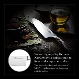 Hammer Stahl 6-Inch High Carbon Chef Knife | Versatile Cooking Knife for Chopping, Slicing & Precision Cutting | German Forged Sharp Kitchen Knife | Ergonomic Quad-Tang Pakkawood Handle & Gift Box