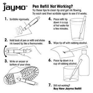 Jaymo 30525PP Compatible Pen Refills for Smooth Writing with .7 mm German Medium Tip and Ink, Black Gel Parker, 6 Refills