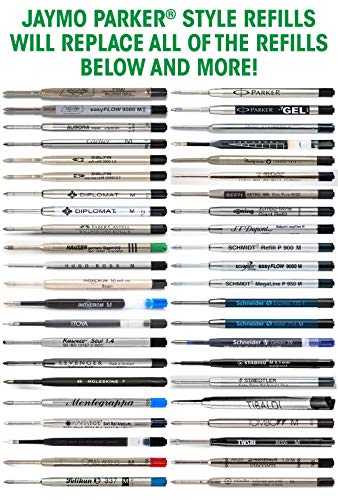 Jaymo 30525PP Compatible Pen Refills for Smooth Writing with .7 mm German Medium Tip and Ink, Black Gel Parker, 6 Refills