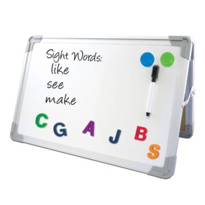 flipside dual-sided desktop dry erase board, 18 x 12, white surface, silver aluminum frame