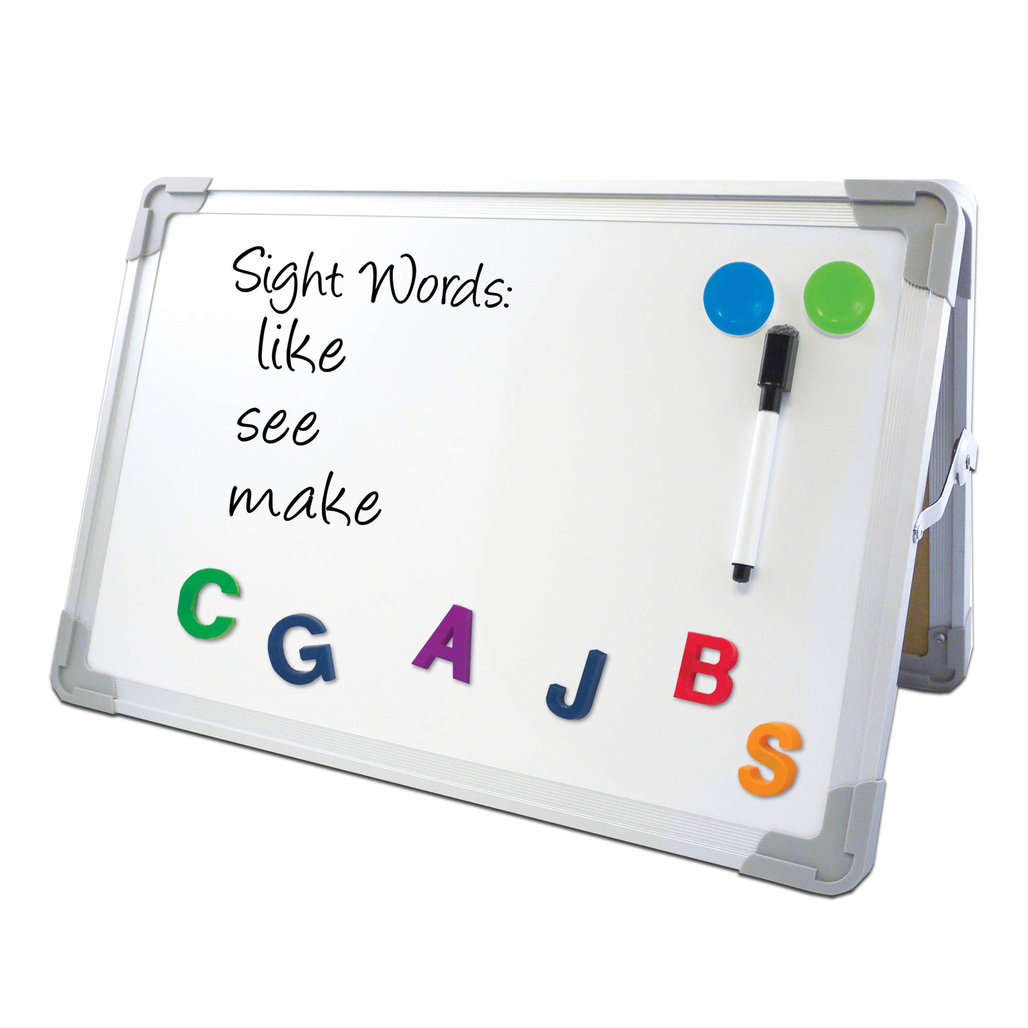 Flipside Dual-Sided Desktop Dry Erase Board, 18 x 12, White Surface, Silver Aluminum Frame