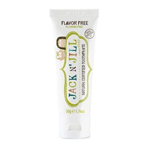 jack n' jill natural kids toothpaste - flavor free - organic, gluten free, vegan, bpa free, fluoride free, sls free, dairy free - make toothbrushing fun for kids - 1.76 oz (pack of 1)