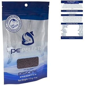 piscine energetics pe pellets saltwater fish food, 2mm 4 oz / 113g (pouch)