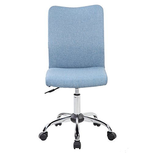 Techni Mobili Modern Office Chair with Height Adjustment, Technical Executive Task Chair with Non Marking Caster Wheels, Blue