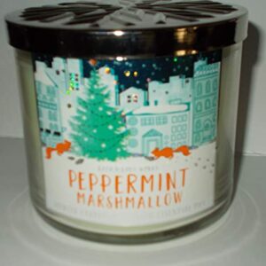 Bath and Body Works White Barn Peppermint Marshmallow Candle 3 Wick 14.5 Ounce