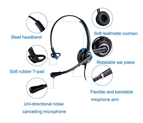 MAIRDI Telephone Headset with RJ9 Jack & 3.5mm Connector for Landline Deskphone Cell Phone PC Laptop, Office Headset with Microphone for Call Center, Work for Cisco Phone 7941 7965 6941 7861 8811