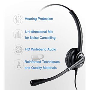 MAIRDI Telephone Headset with RJ9 Jack & 3.5mm Connector for Landline Deskphone Cell Phone PC Laptop, Office Headset with Microphone for Call Center, Work for Cisco Phone 7941 7965 6941 7861 8811