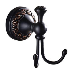 leyden oil rubbed bronze towel hooks, antique robe hooks brass coat double clothes hanger for bathroom