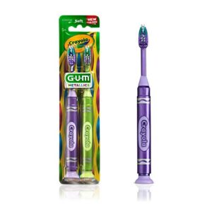 gum - 227kkb crayola kids' metallic marker toothbrush, soft, ages 5+, assorted colors, 2 count