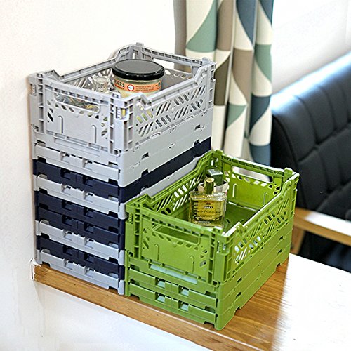 AY-KASA Collapsible Storage Bin Container Basket Tote, Folding Basket CRATE Container : Storage, Kitchen, Houseware Utility Basket Tote Crate - Mini-BOX (OLIVE)