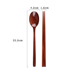 Ecloud Shop Wooden Spoon Chopsticks Sets Korean Dinnerware Combinations Chopsticks and Spoons Set for Home Kitchen or Restaurant (2 Pairs)