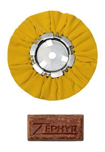 zephyr products awy58-8wb yellow 8" airway buffing wheel with 1 lb tripoli bar heavy/medium cut, 1 pack