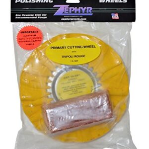 Zephyr Products AWY58-8WB Yellow 8" Airway Buffing Wheel with 1 LB Tripoli Bar Heavy/Medium Cut, 1 Pack