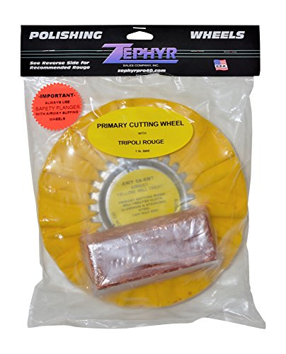 Zephyr Products AWY58-8WB Yellow 8" Airway Buffing Wheel with 1 LB Tripoli Bar Heavy/Medium Cut, 1 Pack