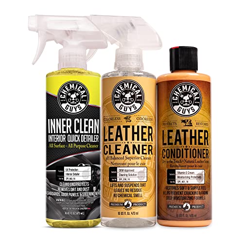 Chemical Guys SPI_663_16 InnerClean Interior Quick Detailer and Protectant (16 oz) and Chemical Guys SPI_109_16 Leather Cleaner and Conditioner Complete Leather Care Kit (16 oz) (2 Items) Bundle