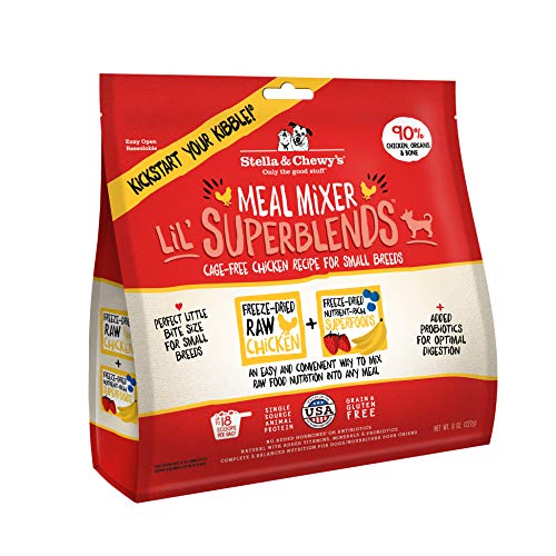 Stella & Chewy’s Freeze Dried Raw Cage-Free Chicken Meal Mixers – Lil’ SuperBlends Dog Food Topper for Small Breeds – Grain Free, Protein Rich Recipe – 8 oz Bag