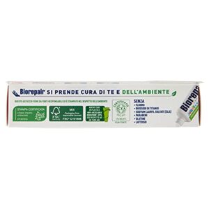 Biorepair: Oral Care Junior 7-14 Years Toothpaste, Fluoride Free, with Mint Extract - 2.53 Fluid Ounces (75ml) Tube [ Italian Import ]