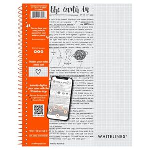 ROARING SPRING Whitelines Spiral Graph Ruled Notebook, Digitally Download Your Notes with FREE App, Premium Gray Paper, 11" x 8.5" 70 Sheets