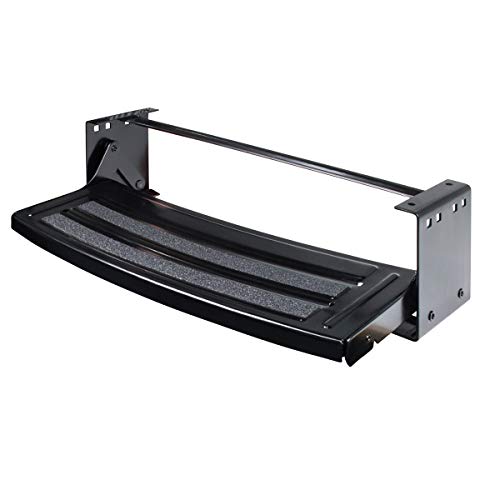 Lippert Radius 24" Single Manual RV Step Assembly, 300 lbs. Anti-Slip Steps, Compact One-Hand Expand or Collapse, Black Powder Coat, Travel Trailers, 5th Wheels, Campers - 432678